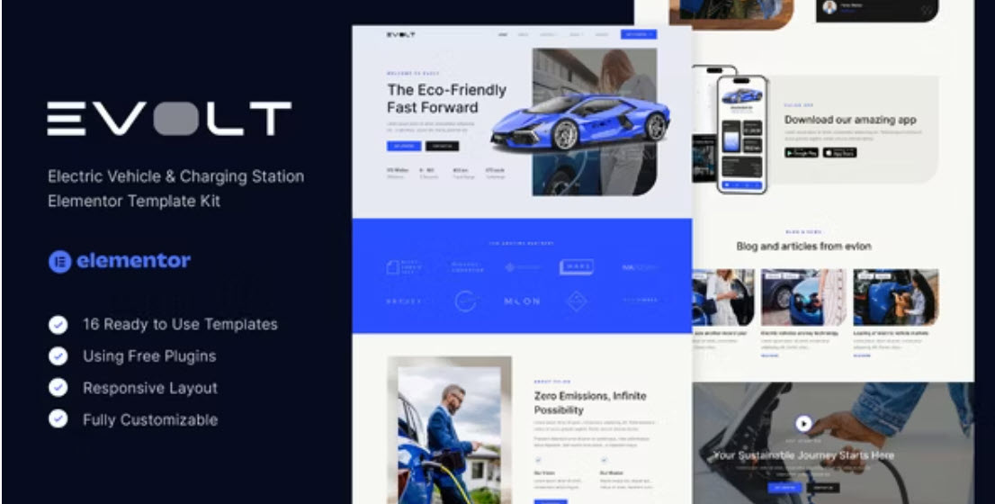 Evolt – Electric Vehicle & Charging Station Elementor Template Kit ...